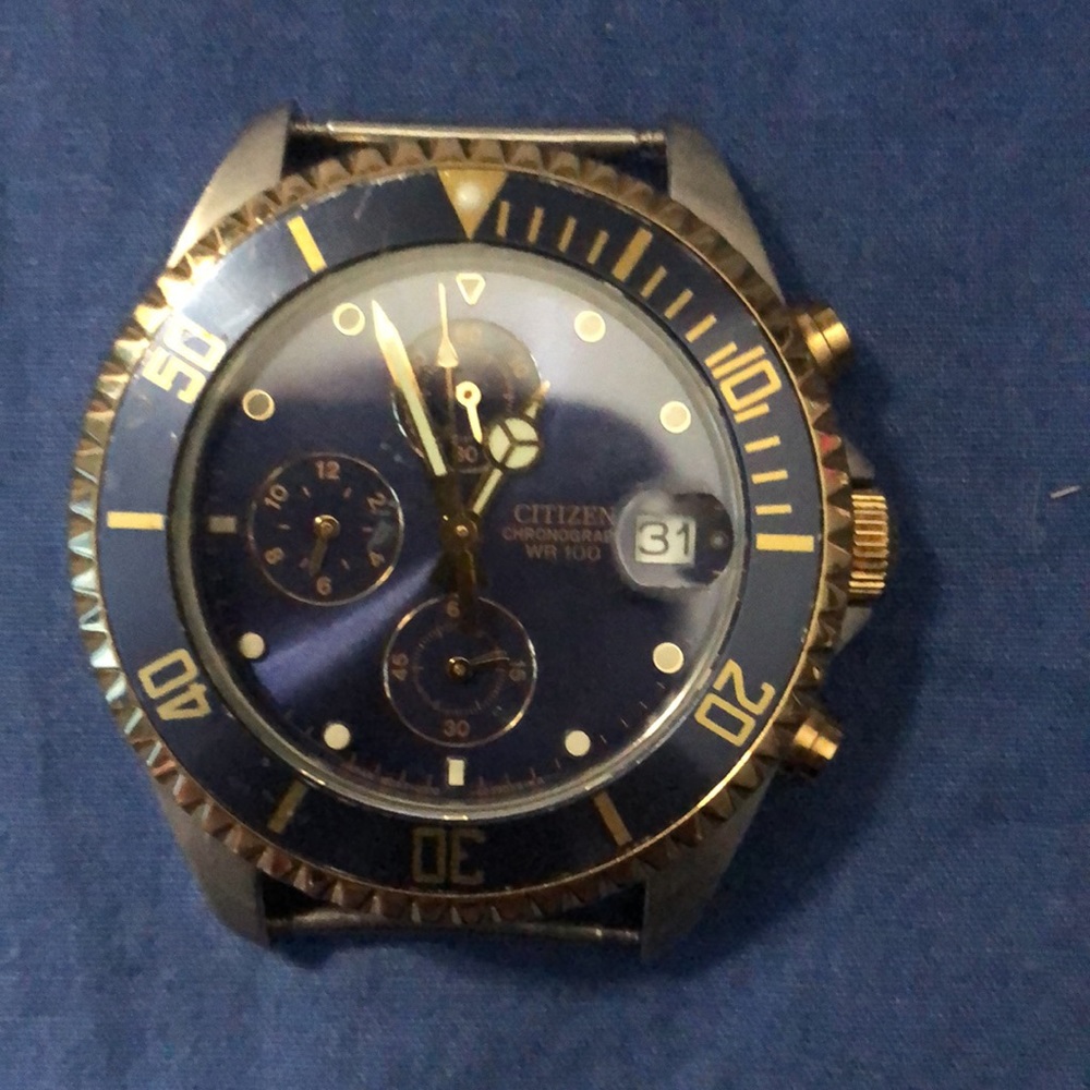 Mens Citizen Face Only Watch Chronograph Wr 100 Used … - Gem